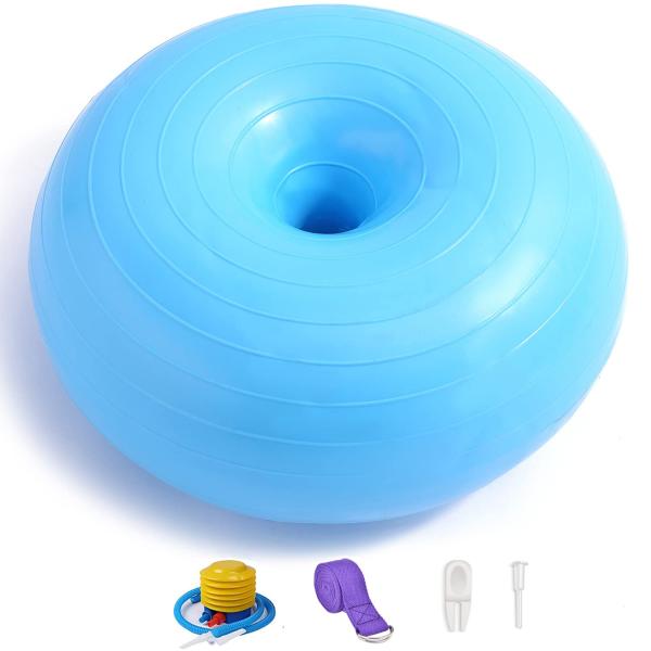 【商品概要】サイズ(約):直径最大50x高さ30cm　ドーナツボールに座ることで、中央ホール内側面に骨盤が挟まれ、自らの体重で左右から骨盤を引き締め、開いた骨盤補正に効果的です。どこでも、誰にも使用でき、子供と大人に適しています。平らな面は...