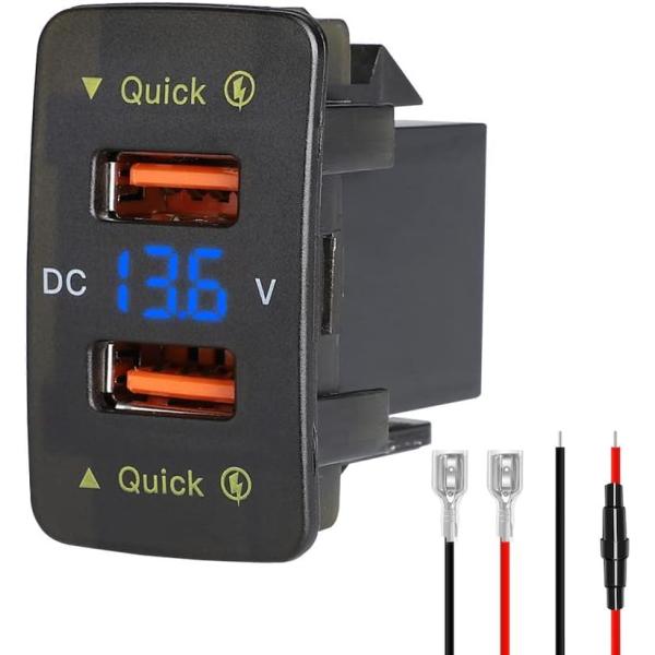 【商品概要】【商品の仕様】サイズ：44×26mm ;USB規格：QC3.0(18W×2) ; 適用車種：12V/24V車対応可能（購入する際は必ず実寸をご確認いただきようお願い致します）適用車種：Fit(2008-2011) CITY(20...