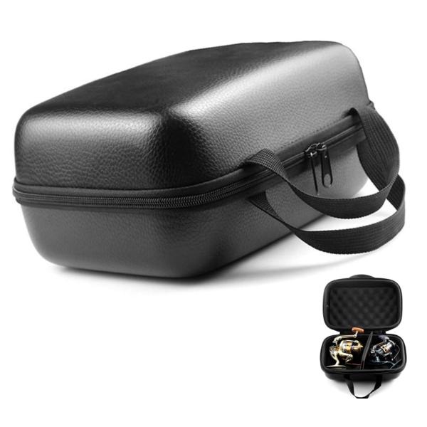 【商品概要】表面は丈夫で耐水性のPUレザー。サイズ:23×17×12cm、ブラック防水。耐衝撃EVAフォーム充填で最大限の保護を提供。デュアルジッパー開閉でフィッシングリールに簡単にアクセスできます。スピニングリール、ベイトキャスティングリ...