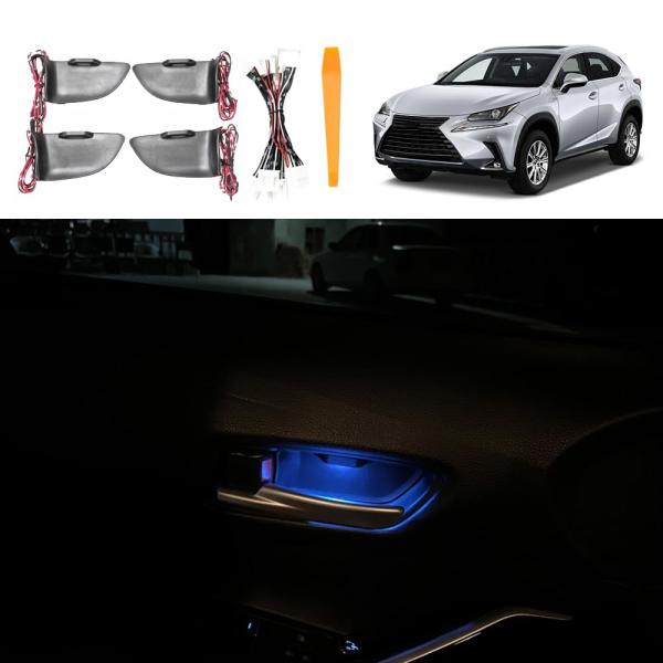 【商品概要】対応車種：レクサス NX 10系 LEXUS NX200t/NX300h 2015-2021年(F-Sport型 に非対応)セット内容：LEDライト付きのドアハンドルカバーｘ4、接続配線ｘ4、取付工具ｘ1、取り扱い説明書x1。L...