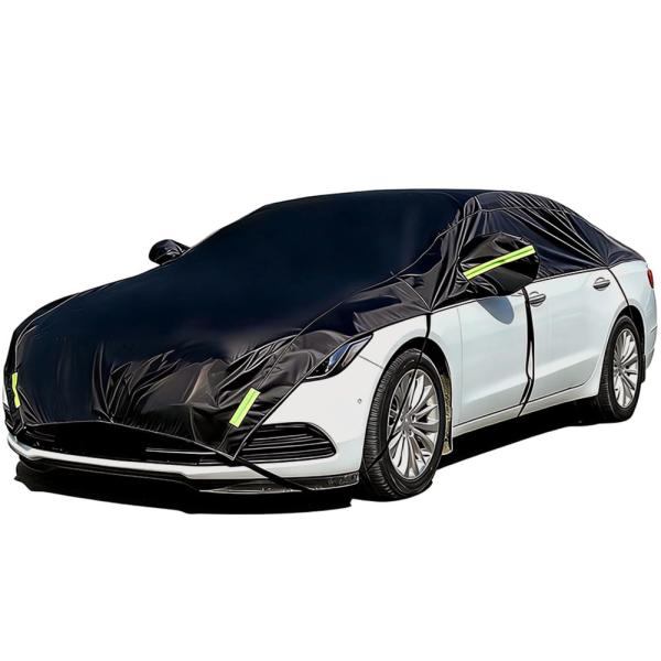 【商品概要】セダン対応：車長約4.5m-4.8m対応　重さ：1.6kg（台風強風条件では使用に適さないので、ご注意ください。）耐水性の高い高品質420Dオックスフォード生地を使用しています（裏起毛ではありません）。普通のボディカバーより撥水...