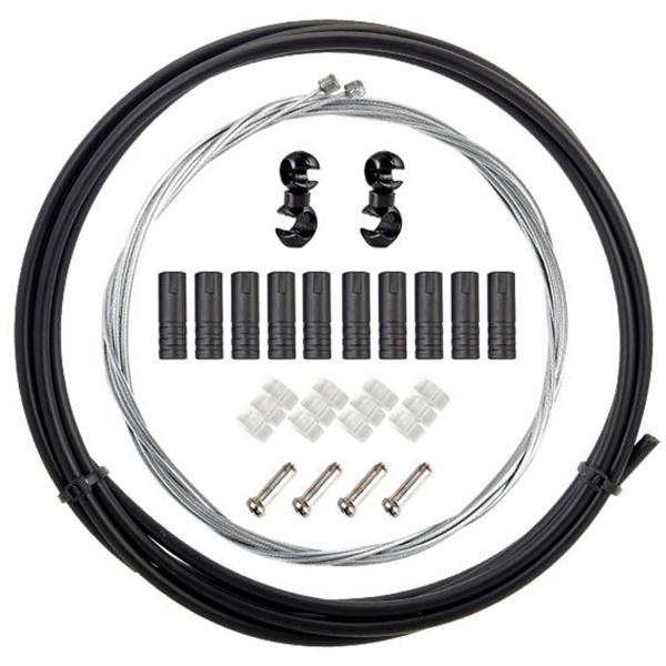 【商品概要】【セット内容】寸法：アウターケーブル：長さ2m/直径4mm、シフトケーブル：長さ1.55m（フロント）/2.1m（リア）、シフトケーブルエンドフェルール：10個、S字フック：2個、Oリング：4個、ワイヤーエンドキャップ：4個。【...