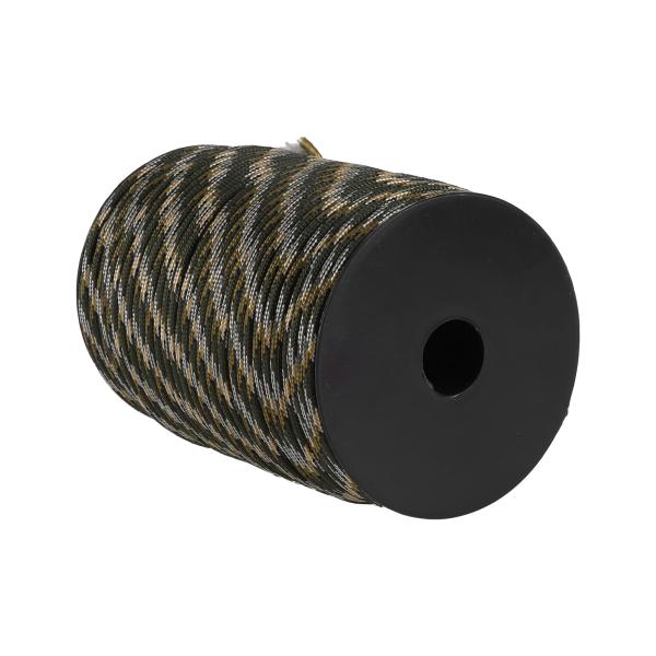 【商品概要】【仕樣】サイズ：4mm x 100m　内芯：9芯　耐荷重：約125kg カラー：全7色お選びいただけます【素材】ポリエステル＋ポリプロピレン。耐久性があり、耐摩耗で破れにくいです。引っ張り強度と柔軟性があり、テントやタープの設営...