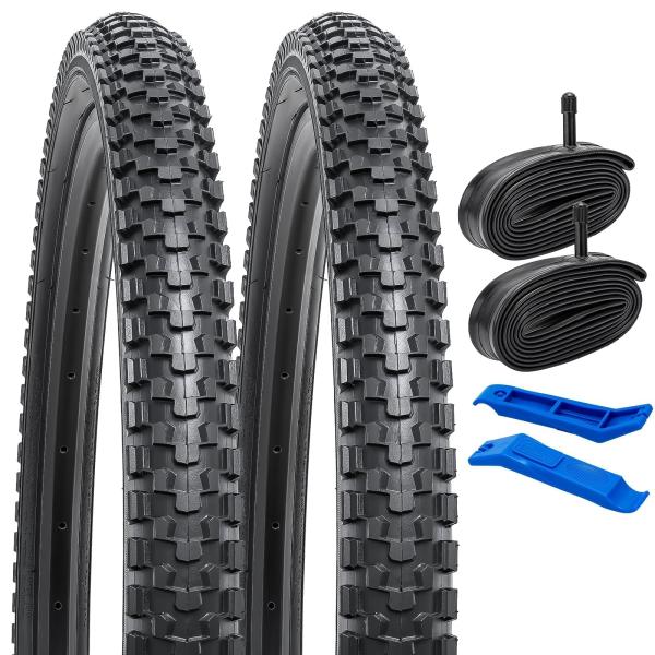 【商品概要】?【超耐久性 最新デザイン折りたたみタイヤ】：最新デザイン折りたたみタイヤ、振動の収束が速くなって、地面が滑らかになったような感覚があります。26x2.125 タイヤは良質なゴム材料と高編糸で作られ、グリップ力が強く、耐摩耗性が...