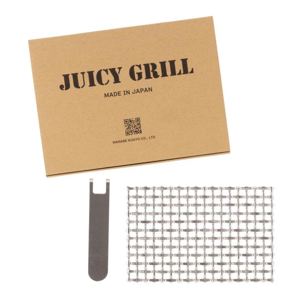 【商品概要】一人用BBQ網ジューシーグリル:W140mm × L213mm重量:約500gオールステンレス製セット内容:ジューシーグリル、専用取手【商品説明】【商品詳細】ブランド：真鍋工業株式会社商品種別：スポーツ＆アウトドア商品名：真鍋工...