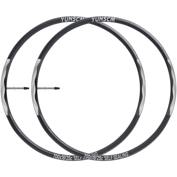 【商品概要】700x18/25c 自転車自己修復チューブ: 700x18c/20c/23c/25cの自転車タイヤサイズ、取り外し可能な仏式ロングバルブ60mm(高リムの最良選択)に適しています。ロードバイクに適しています。注：購入前にタイヤ...