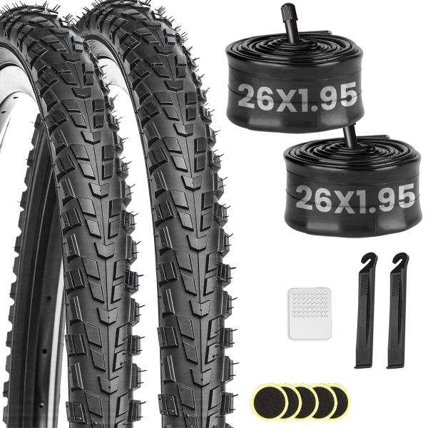 【商品概要】【無料】：修理キット【バルブ形式】：米式【自転車用タイヤサイズ】：26x1.95インチ（ETRTO：54-559 mm）；対応タイヤ幅：1.95インチ〜2.125インチ；PSI範囲：30〜50；TPI：30。【自転車用チューブサ...