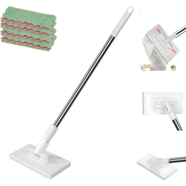 【商品概要】【手を汚さない新設計】自動グリップ機構搭載で雑巾交換がワンタッチ。手に汚水や雑菌が付着する心配がなく、衛生的な掃除が可能です。伸縮式ステンレスハンドル（最大102cm）で腰を曲げずに作業でき、高齢者や妊婦にも優しい設計。【水桶セ...