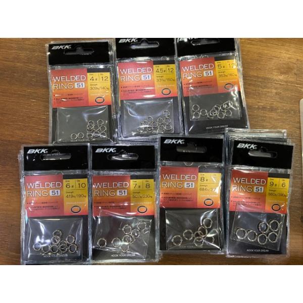 BKK WELDED RING 51 BKKワールドクラスのモンスターフィッシュを獲るために設計された強靭な溶接リングです。リーダー・アシストコードのファイト中の急な負荷による締め切れを防ぎます。4mm 　12個入り4.5mm 12個入り5...