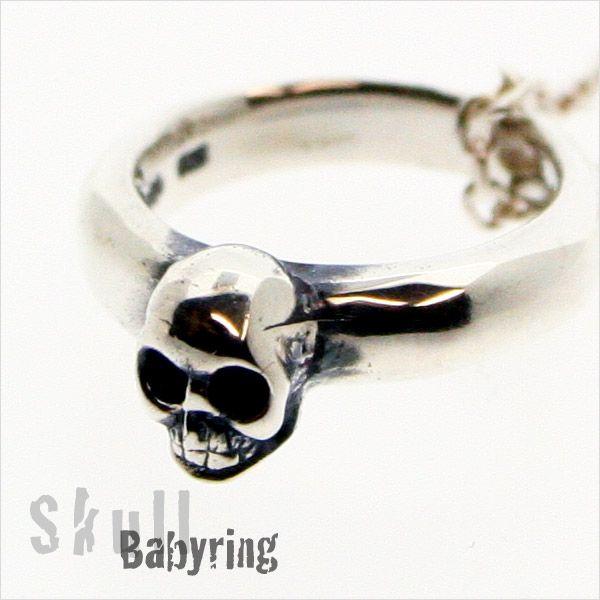 【ベビーリング】スカルのベビーリング シルバー925 ペンダント ネックレス チェーン付スカル好きさんの為に作ったスカルのシルバーベビーリング！誕生石や刻印も入れることができるので、出産祝いや誕生日プレゼントにオススメです。--------...