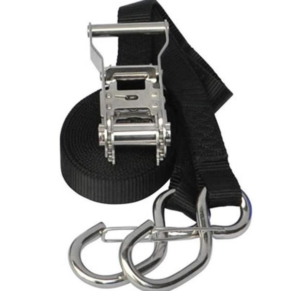 ・　フックからラチエットベルト　　までの長さを伸ばすことにより　　ラチエット部分がスポンソンや、　　船体に干渉しにくくなりました・　ハンドルやフック部分はステンレス製・　フック部にストッパー付きで　　固定する際の落下を防止◇　固定側ベルト：...