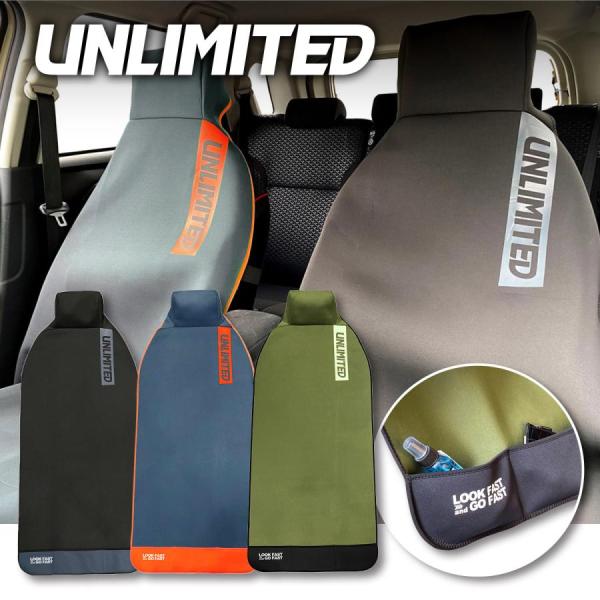 　ジェットのパーツで大人気の　”UNLIMITED（アンリミテッド）”　・　ヘッドレストに掛けるだけの簡単装着・　防水仕様の1人席用カーシートカバー・　ウェット生地(クロロプレン)で表面は濡れても中は防水・　裏生地ノンスリップ仕様でズレにく...