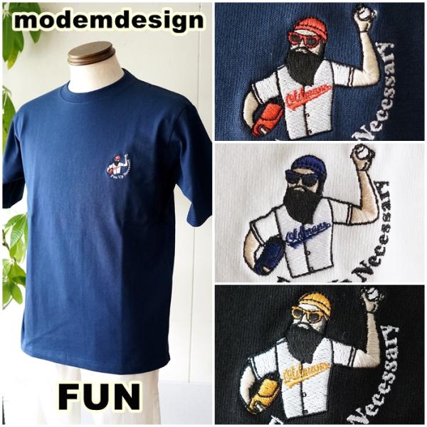 modem design/FUN(モデムデザイン/ファン) 半袖Tシャツ　半袖　カットソー　25100521 メンズファッション25100521カラー（ネイビー）（ブラック）（ホワイト）サイズ２（M）着丈６５ｃｍ。身幅５０ｃｍ。肩幅４７ｃｍ...