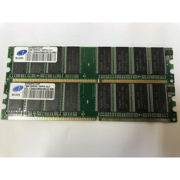 デスクトップPC用メモリ GREENCOM 1GB DDR400 184PIN CL3 PC3200 2枚セット 計2GB 互換メモリ 非ECC ★１か月保証 【送料無料】増設メモリ●中古パソコンから外した物です。動作確認済です。初期保証は...