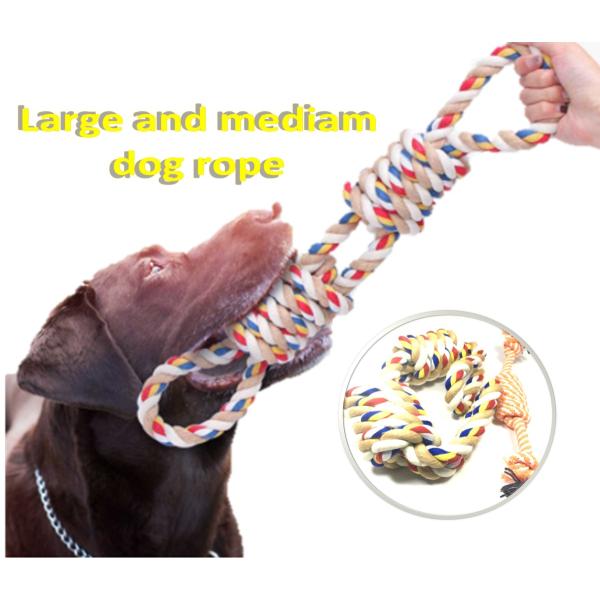 【100％純粋な天然綿】 長さ約60 cm、重量約550gです。 中大型犬用ロープ玩具は、天然綿で作られた大型犬専用で、毒性がなく、ワンちゃんにとって100％安全です。綿ロープの犬のおもちゃは、噛むことが大好きなワンちゃんにとって、経済的で...