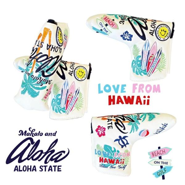最新モデル BLUE TEE GOLF California【 ラブ フロム ハワイ Love From Hawaii】パターカバー ブレードタイプブルーティーゴルフ