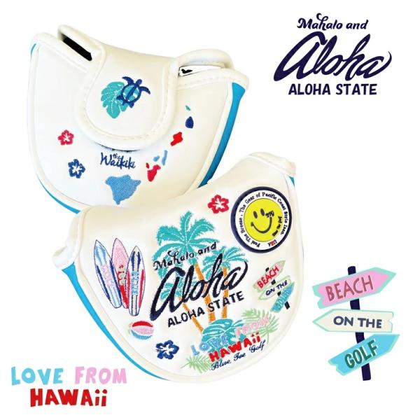 最新モデル BLUE TEE GOLF California【 ラブ フロム ハワイ Love From Hawaii】パターカバー マレットタイプブルーティーゴルフ