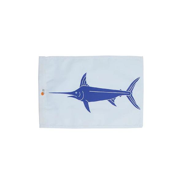 ハワイのブランドSun dot Marine Flagsのフラッグです。白い旗に青いメカジキが描かれています。その日の釣果を宣伝するために利用できる最高級のトーナメント漁旗。ボート、ご自宅のディスプレイに最適です。マジック・テープで取付け簡...
