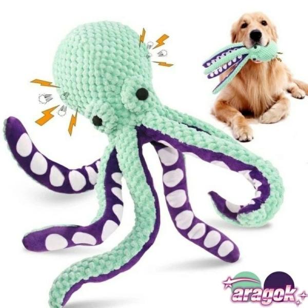 商品情報  商品詳細  犬の遊び心を刺激するタコ型ぬいぐるみおもちゃです。 音が出る仕組み付きで、噛むたびに楽しく、ストレス解消にも効果的。 丈夫で耐久性のある素材を使用し、大型犬から小型犬まで幅広く対応。 噛み応えがあり、引っ張りっこ遊び...