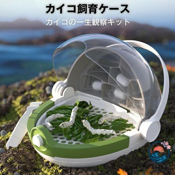 商品情報  仕様  素材・材質：プラスチック 生産国：中国（日本人スタッフによる安心の検品体制）  サイズ サイズ写真をご参照ください。   こだわりの”ポイント”がいっぱい！   飼育箱は透明な観察カバーを採用しており、子供たちはカイコの...