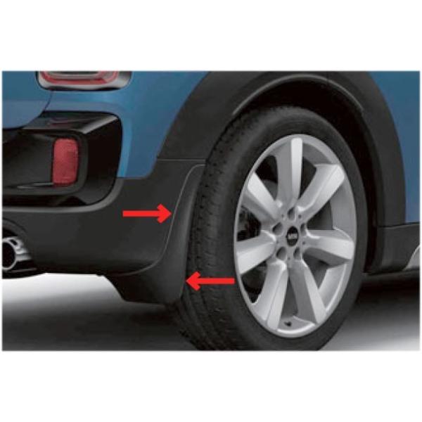 品質保証のBMW純正部品MINI F60(CROSSOVER)用 リヤ・マッドフラップ・セット (泥除け) リヤ用２枚セット。 ※エアロ・ダイナミック・パッケージ非装備車用フロント用は別途設定あり。ホイール・アーチまわりを汚れや雪、石はねな...