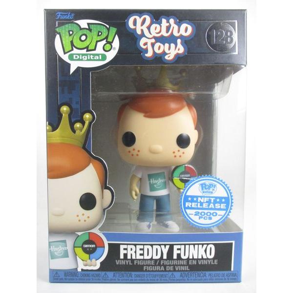 フレディ君(FREDDY FUNKO)のフィギュアです。おもちゃのサイモンを持っています。NFTリリース2,000体限定。こちらはボブルヘッドではありません。商品画像2枚目以降が実際にお届けする商品の画像です。プロテクターに入れてお届けします。