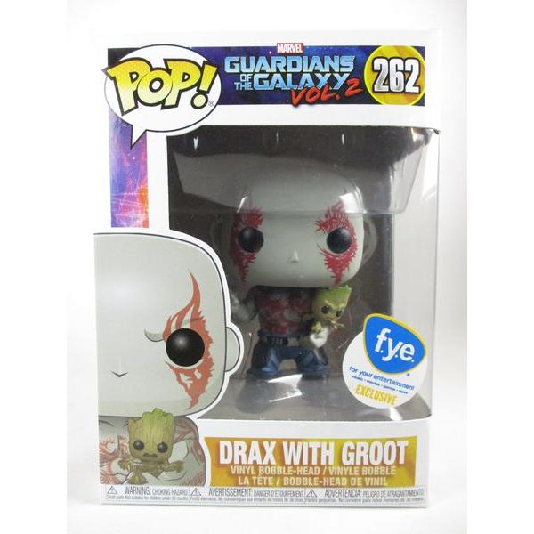 ガーディアンズオブギャラクシーに登場するドラックス(DRAX)のボブルヘッドです。ベビーグルートを抱いています。小売チェーン店のFYE限定版。