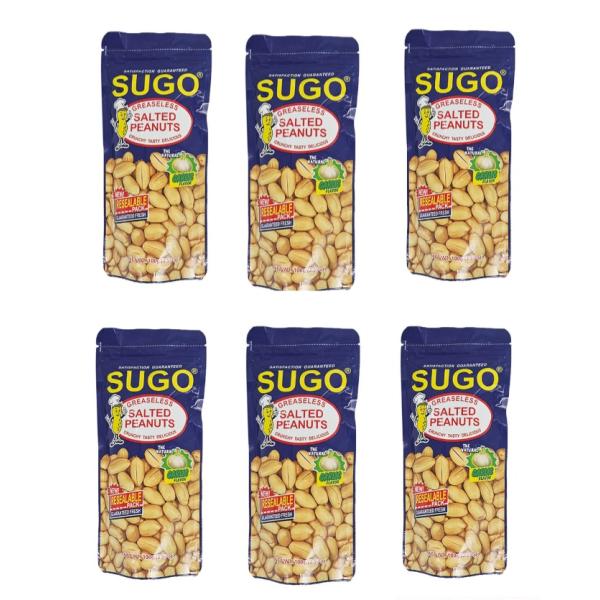 SUGO SALTED PEANUTS W/GARLIC100gサクサクとした食感で美味しい。イベントやパーティで最適なピーナッツスナックの元祖、ガーリック風味です