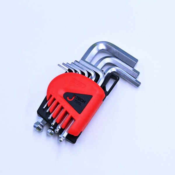 6角レンチボールポイント9本セットコンパクト 携帯ツール jtech 1.5〜10レンチサイズ：1.5/2/2.5/3/4/5/6/8/10特殊素材を使用し高強度、高靭性・高トルクで耐摩耗性に優れています。先端のポールポイント加工は最大25...