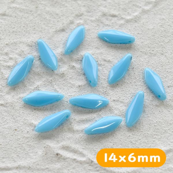■ダガー■サイズ：14x6mm■カラー：オパックブルー■入り数：12個■素材：ガラス※製造工程上、物により色の入り方に個体差がございます。<br>検索語:チェコ＆アンデス新発売,