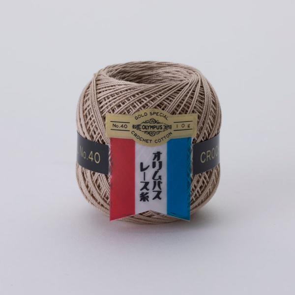 オリムパスレース糸＃40　No.741　ベージュ10g(約89メートル巻)素材：綿100%レース針：6号〜8号※こちらの商品はメール便不可となります。【検索ワード】ビーズクロッシェ,かぎ針編み,