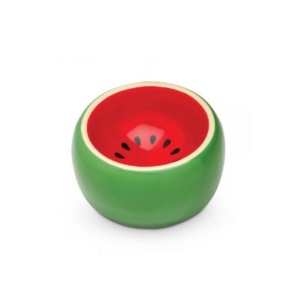 ●商品：エサ入れ（スイカ）●サイズ：内寸60mm×25mm（外寸80mm×40mm）●素材：陶器＊陶器製の小動物用のえさ、水入れ＊洗いやすく、かじられる心配なし！＊ペット用品以外に、アクセサリーや小物入れに！
