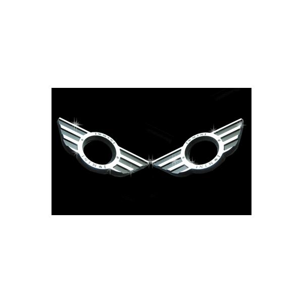 左右ドアロック部分に取り付けるウイングマークです。 ＭＩＮＩを代表するＭＩＮＩならではのアイテムです。他にはないインパクトのあるアイテムですのでＮｅｗ　ＭＩＮＩのインテリアに ぴったりのワンポイントです。 2pcs/1set材質…ABS樹脂...