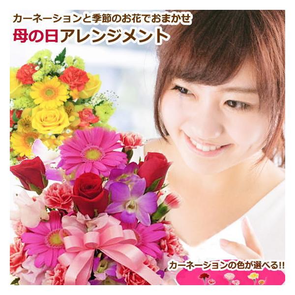 ◇期間限定◇当店人気No.1 おまかせアレンジ〜母の日バージョン〜カーネーション入り生花アレンジメント■大きさ高さ25前後　幅20前後　奥行15〜16cm※商品の性質上それぞれ若干異なりますので目安としてご覧下さい■配送について送料無料※北...