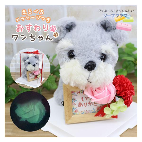 ワンちゃんがお花とメッセージをお届け♪暗いところでほんのり光るバラが付いたソープフラワーです。■配送について平日15時までのご注文で即日発送 (※繁忙期を除く)※土曜15時以降及び日曜の受付は月曜発送、最速で火曜日お届け※送料無料商品であっ...