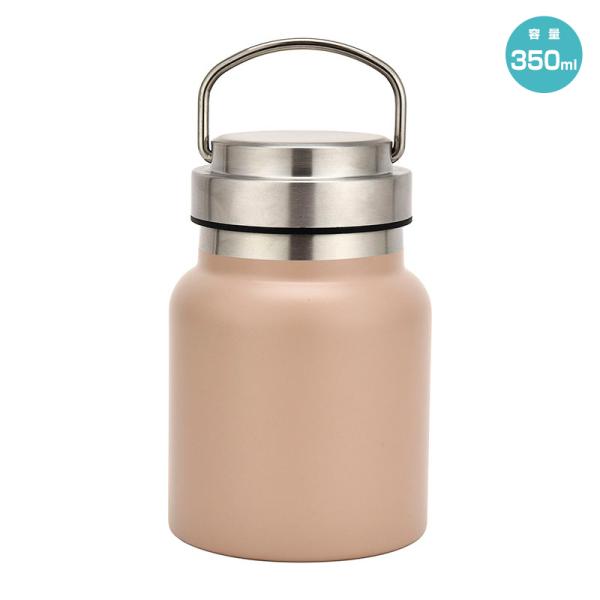 保温性を高める蓋つき！ステンレス製のハンディフードポットです。【商品内容】本体サイズ：φ90×136mm容量：350ml材質：ステンレス鋼、PP、シリコンゴム重量：300g生産国：中華人民共和国
