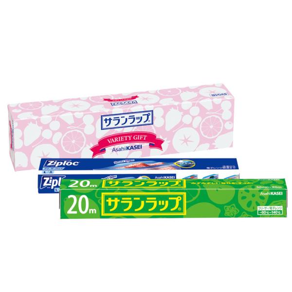サランラップやジップロックなどハイクオリティーのキッチン用品を詰め合わせたキッチンギフトセットです。【商品内容】サランラップ(30cm×20m)×1ジップロックフリーザーバッグL(5枚入)×1重量：325g生産国：日本