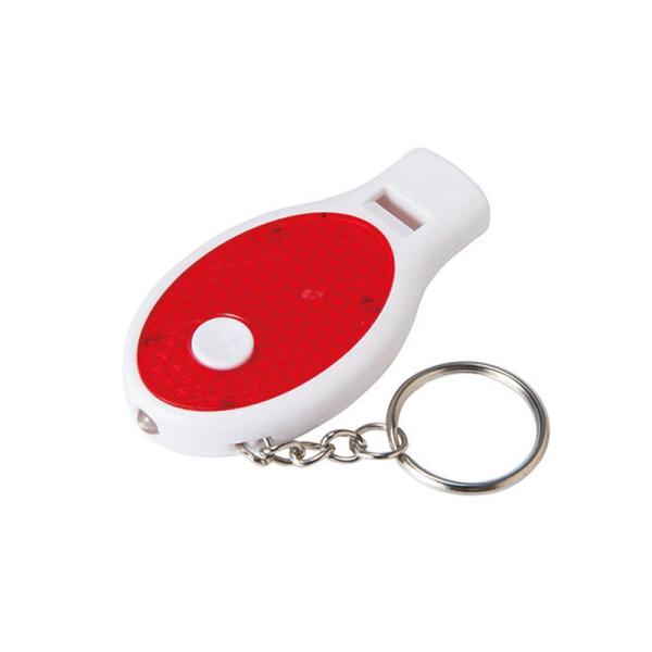 防災・防犯マストアイテム。ライト付ホイッスルキーホルダーに反射板の新機能！【商品内容】本体サイズ：68×35×11mm材質：ABS、AS他電源：CR1220 内蔵×2(モニタ電池)※1重量：17g生産国：中華人民共和国※1…モニタ電池の場合...