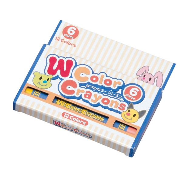 6本で12色使えるクレヨンです。【商品内容】本体×6本体サイズ：φ8×90mm材質：パラフィン重量：35g生産国：中華人民共和国[検索ワード]イベント/景品/粗品/集客/プレゼント/ノベルティ/キャンペーン/CP/保育園/幼稚園