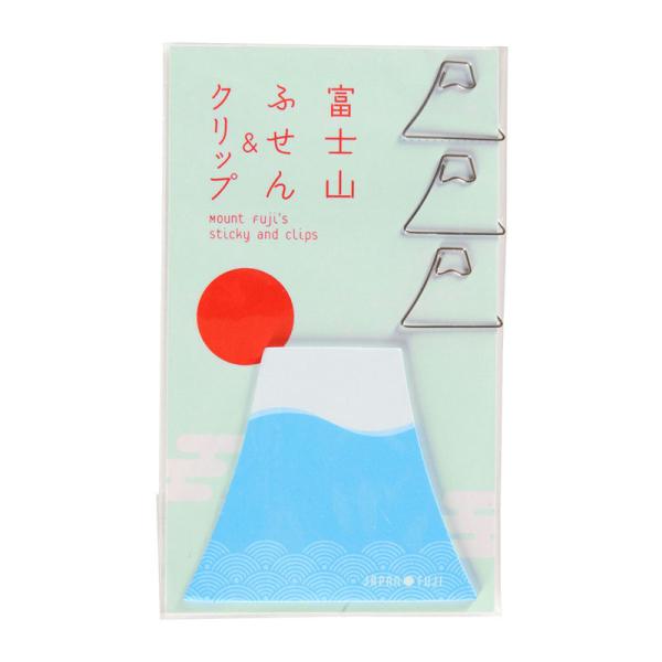 【注意事項】本製品は商品をポリ袋に入れた状態となっております。箱には入っておりませんので予めご了承ください。富士山をかたどったふせんとクリップのセットお正月シーズンや、訪日外国人へのバラマキに！【商品内容】本体サイズ：ふせん×20(70×6...