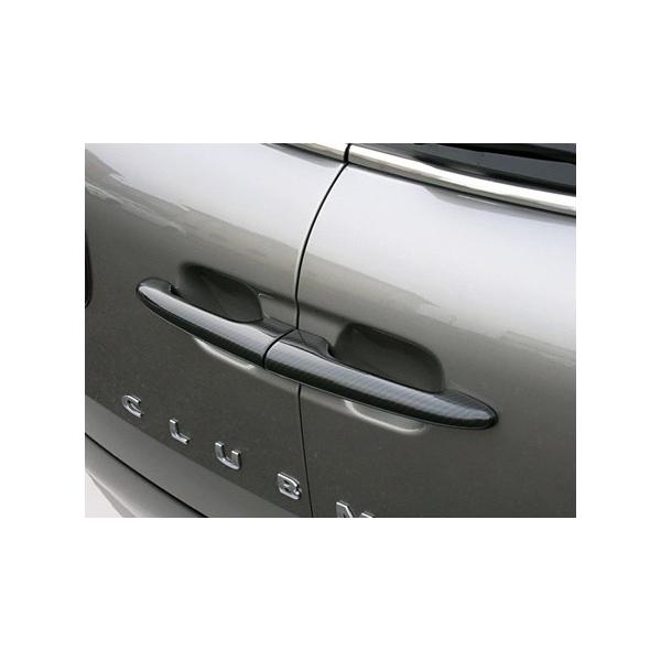 Macs Corporation F54 リアゲートノブカバーリアルカーボン柄透明アクリル樹脂（耐衝撃）の裏側に特殊印刷でカラーリングした成形品リアゲートノブカバーで車両リアゲートノブに両面テープで取り付けます。