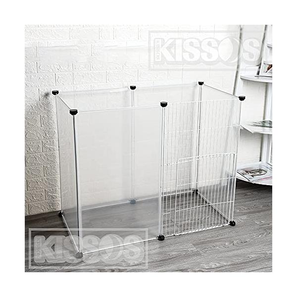 「ペット ケージ サークル フェンス 半透明 パネル 自由 簡単 組み立て 犬 猫 ウサギ  軽量 (6枚セット入口付き)」▼4580734644153▼（商品説明）ウサギサークル 子猫 犬サークル 犬用フェンス 脱走防止 組み立てフェンス...