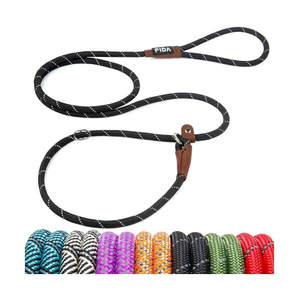 「Fida 犬用 スリップリード 引っ張り防止 反射機能 しつけ訓練用 小型犬 中型犬 対応 軽量&amp;丈夫 長さ1.8m 安全設計」▼▼（商品説明）ブラック/10mm x 180cm/-・Color:ブラックSize:10mm x 1...