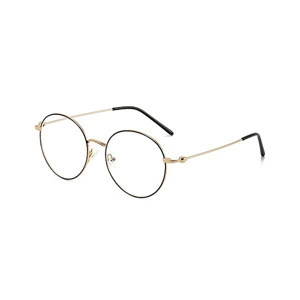 「[DOLLGER] ブルーライトカットメガネ 伊達メガネ 度なし メガネ uvカット 17g超軽量 丸メガネ 黒縁・ゴールド」▼719793813239▼（商品説明）カジュアル・黒縁・ゴールド 133*47*145mm ・・Color:黒...