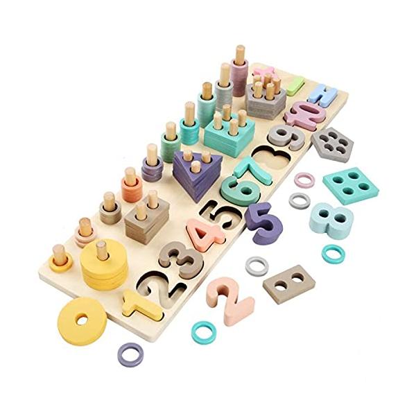 -/-/zzy・数字 パズル 教育用数学の積み木です。積み木の遊びで1?10の数字を覚えるようになります。棒にリングを挿すことで簡単な足し算、引き算ができますので、数学の基礎教育に役に立ちます。・楽しみながら学ぶ認知形状マッチング玩具。目に...