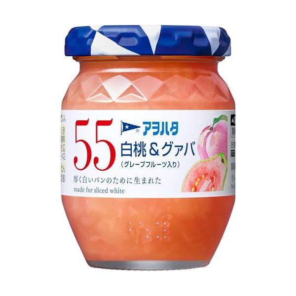 「アヲハタ ５５ 白桃＆グァバ(グレープフルーツ入り) 150g ×4個 ジャム」▼4903310184087▼（商品説明）-/150g×4個/-・FlavorName:白桃&amp;グァバSize:150g×4個・果実（もも、グァバ、グレ...