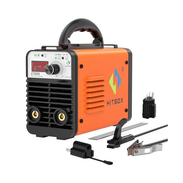 「HITBOX アーク溶接機 100V/200V兼用 小型溶接機 200A 被覆アーク溶接 LIFT TIG 1台2役 簡易MMA溶接機 ARC溶」▼▼（商品説明）オレンジ/3 x 11 x 17 cm/UW-AT2000・パッケージ個数:...