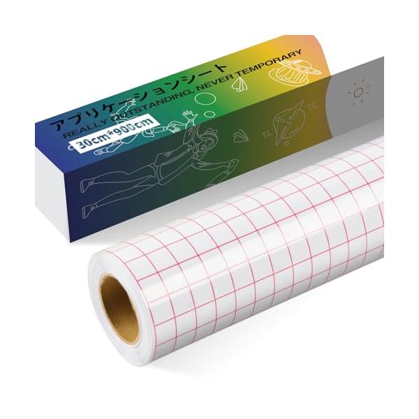 「YRYM HT アプリケーションシート 30cm*900cmロール 転写シート 透明フィルム カッティング用シートに適用 レッドグリッド両面デザ」▼▼（商品説明）レッドアプリケーションシート/30*900cm/-・Color:レッドアプリ...