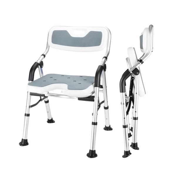 「お風呂椅子 介護用 折りたたみ 介護 風呂 椅子 U型座面 耐荷重150kg シャワーチェア 折り畳み 高さ4段階調節 シャワーチェアー 背もた」▼▼（商品説明）グレー/U型座面/1196-2690-1・Color:グレーSize:U型座...