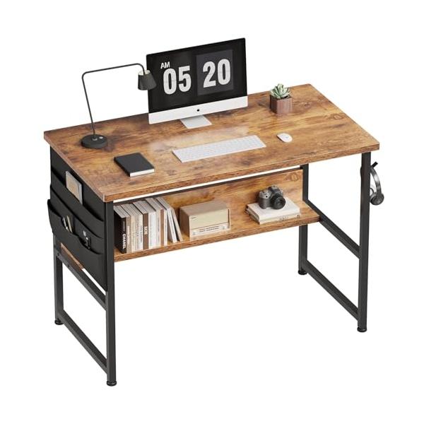 「YeTom 机 pcデスク ラック付きデスク パソコンデスク つくえ 幅100cm×奥行50cm 収納袋付き 勉強机 デスク 下棚付きデスク 学」▼▼（商品説明）ラック付きデスクビンテージ/幅100cm/-・Color:ビンテージSize...